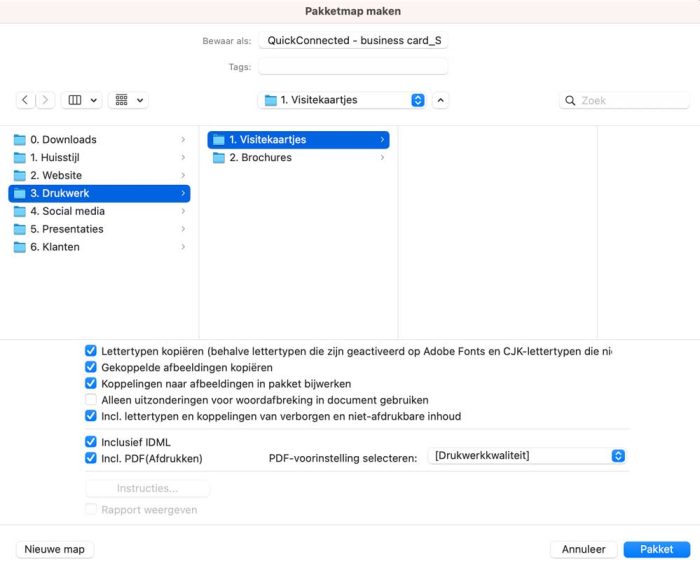 Hoe maak je een pakket aan in InDesign? Stap voor stap | QuickOnline